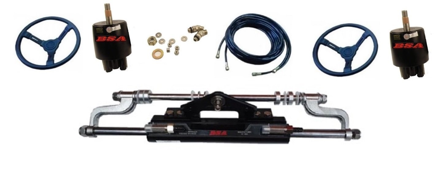 Dual Station Hydraulic Outboard Motor Steering Kit up to 300HP | BSA
