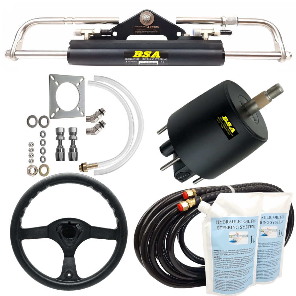 Hydraulic Outboard Steering Kit & Steering Wheel - Up To 150hp | BSA